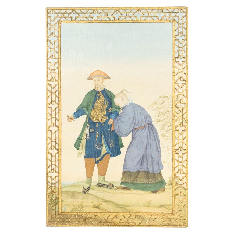 20th Century Chinese Chinoiserie Genre Scene Panel For Sale at 1stDibs