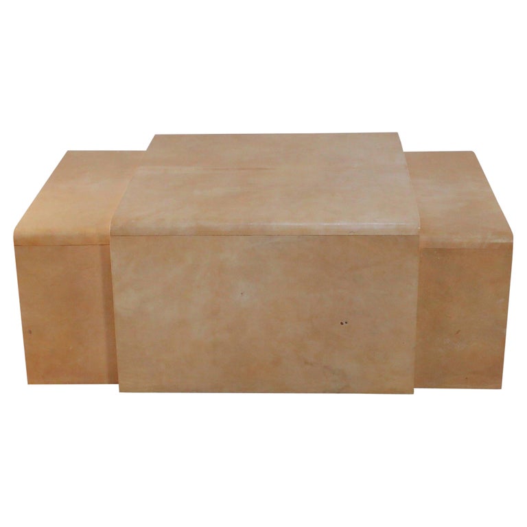 Set of 3 Jean Michel Frank French Mid-Century Parchment Veneer Nesting ...