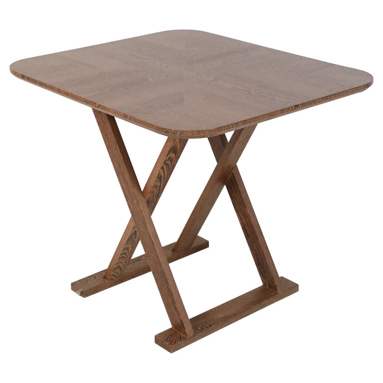 Mid-Century Bleached Wenge Rounded Corner Rectangular X-Base Side / End ...