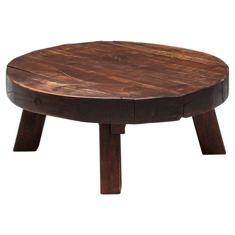 Table basse rustique en bois massif Wabi-Sabi sur 1stDibs
