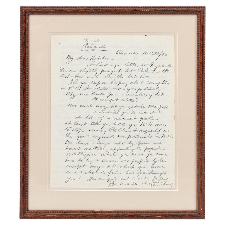 Framed Letter from the 1880s For Sale at 1stDibs