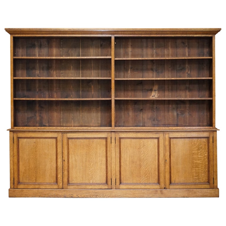 Stunning Large Antique Victorian Oak Library Bookcase Height Adjustable ...