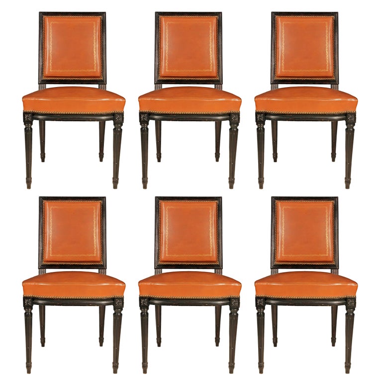 Six French Louis XVI Style Turn of the Century Side Chairs For Sale at ...