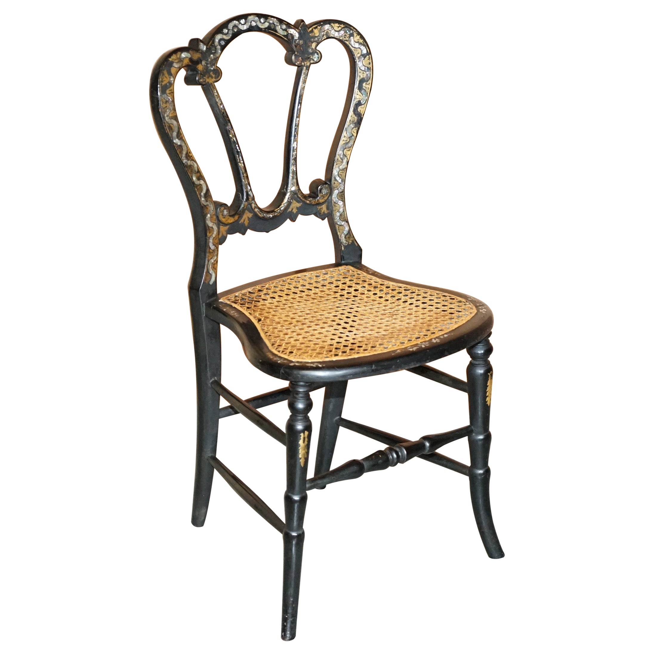 A Pair of Moroccan Bone and Mother of Pearl Inlaid Chairs at 1stDibs