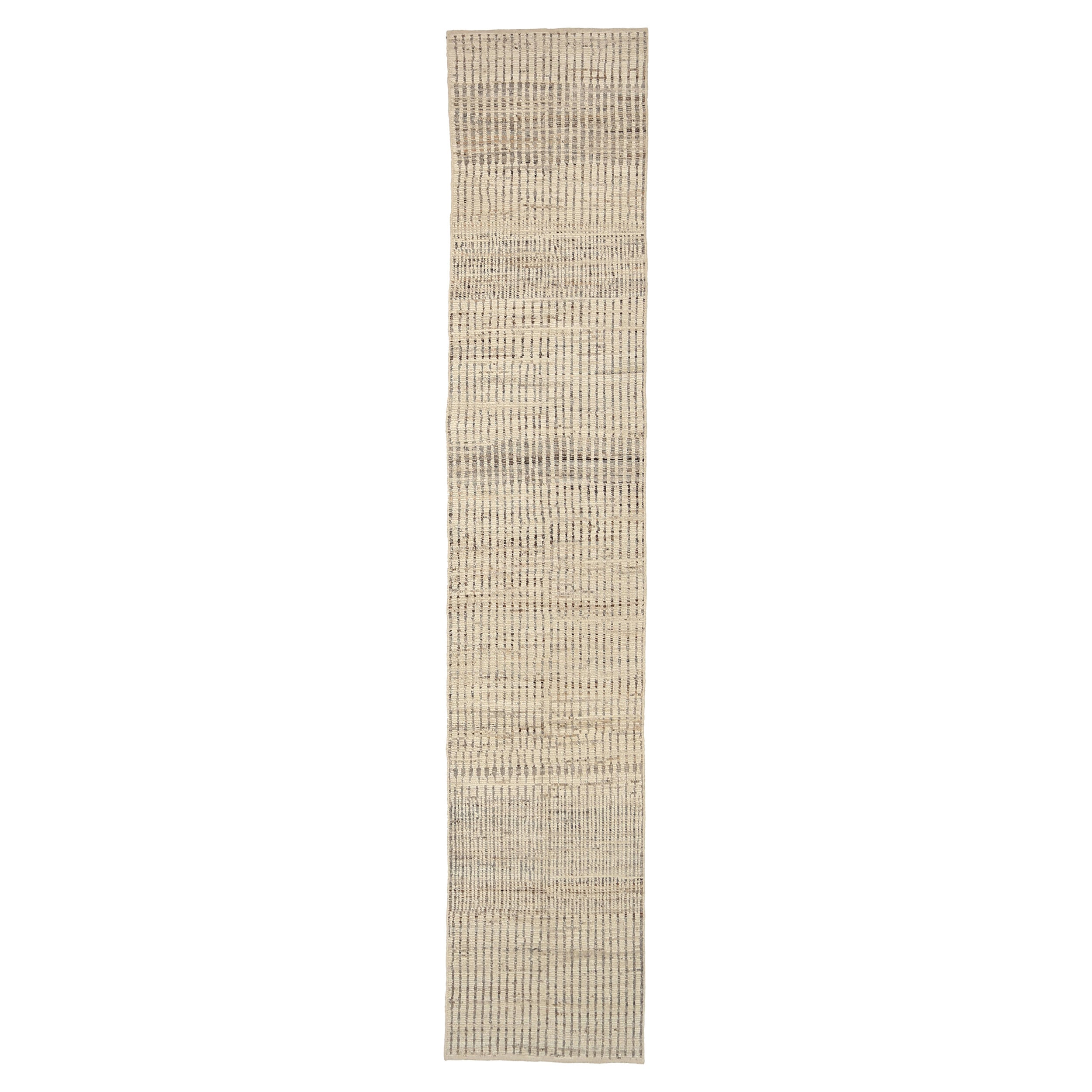 Nazmiyal Collection Ivory Modern Distressed Runner. Size: 3 ft 1 in x ...