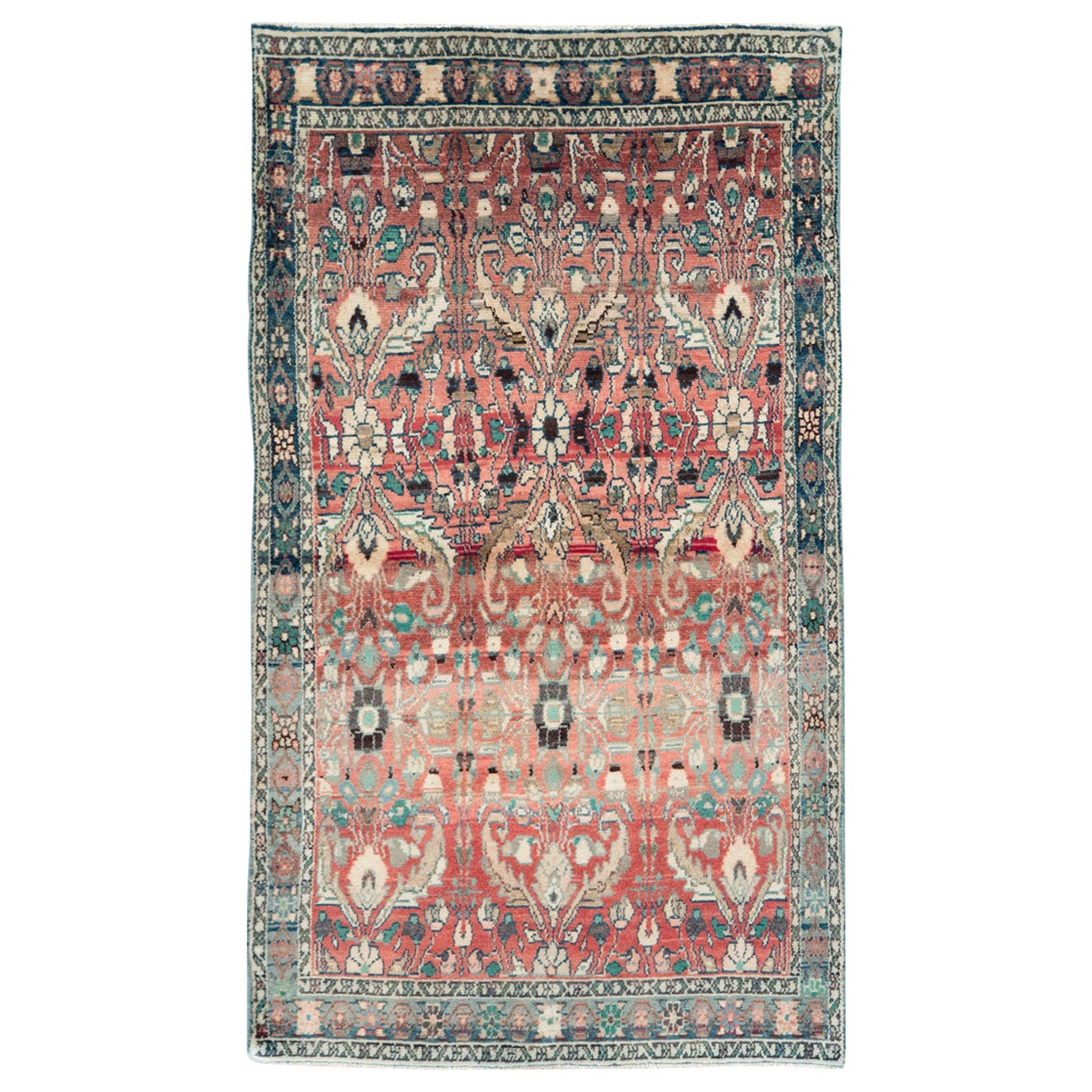 Mid-20th Century Handmade Persian Hamadan Runner Rug in Bright Vivid ...