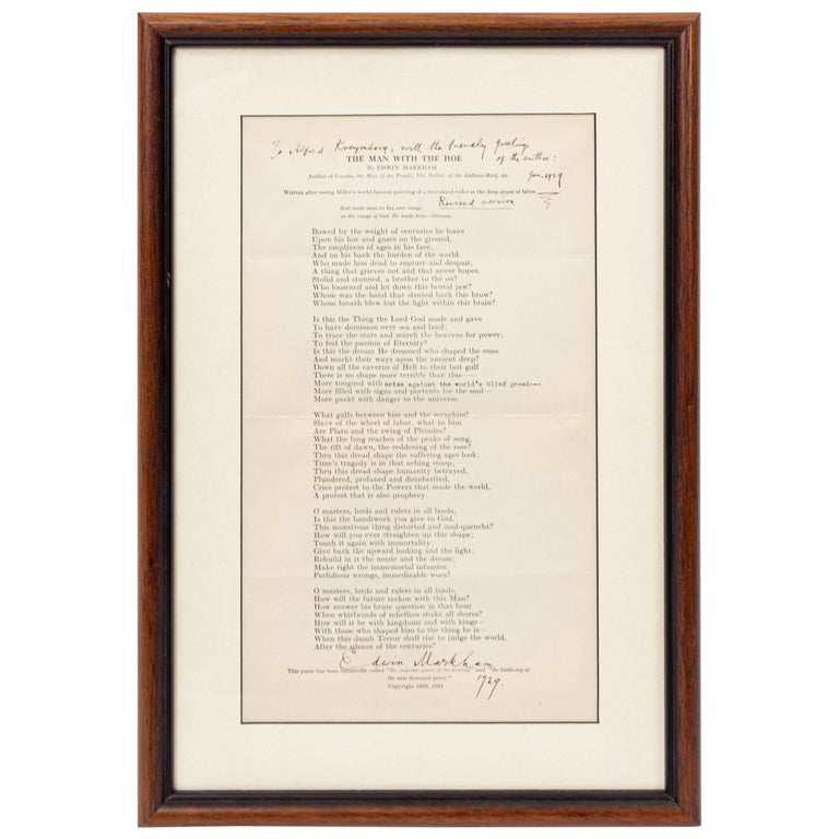 Framed Typed Poem For Sale at 1stDibs