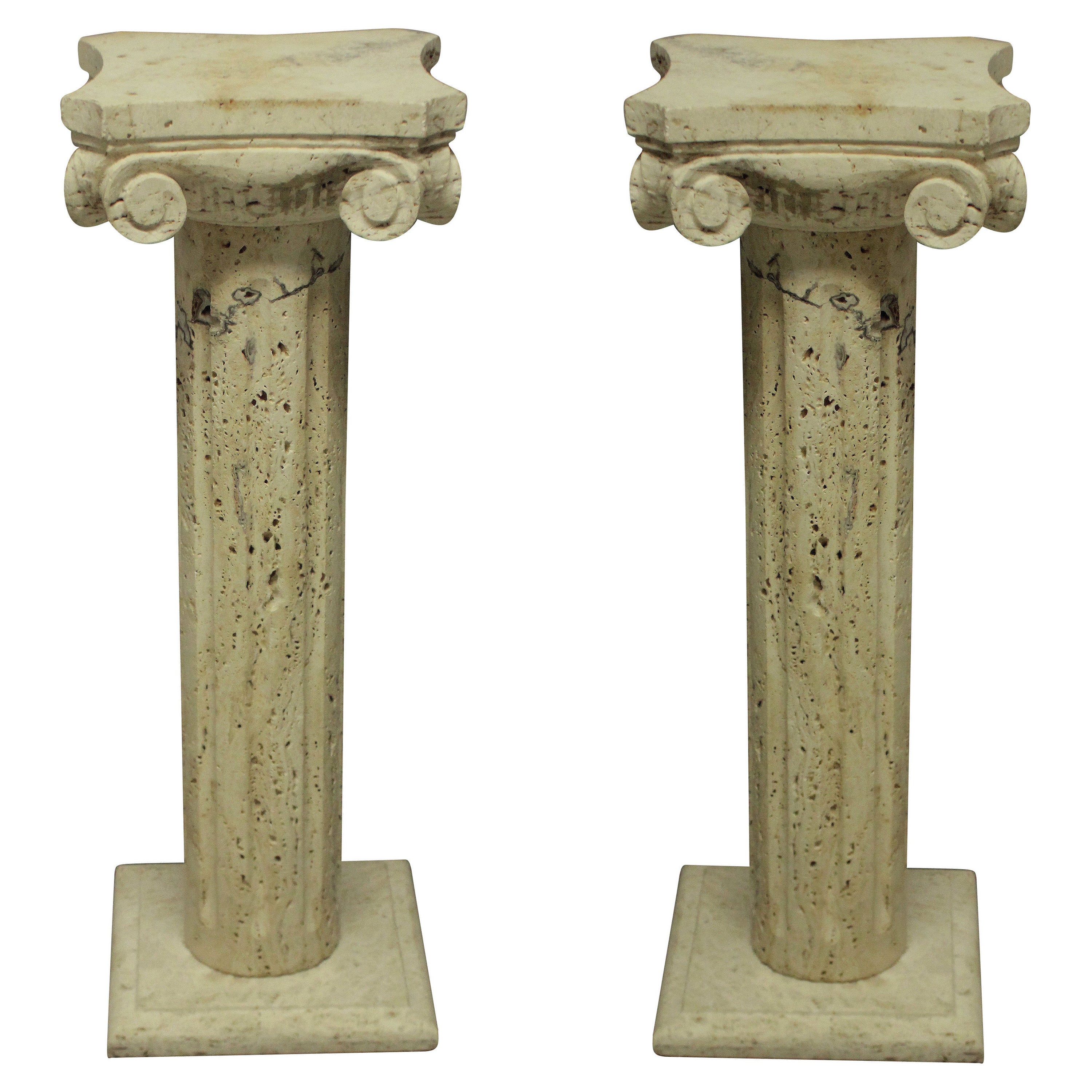 Pair of Wood Column Pedestals at 1stDibs