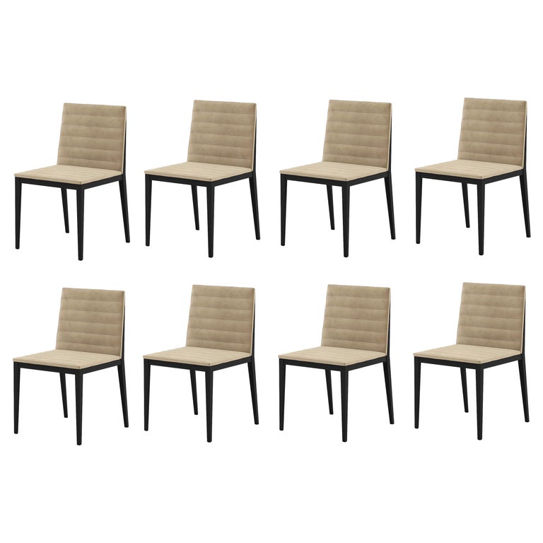 8 Dining Chairs, Horizontal Stitching/Fumed Legs For Sale at 1stDibs