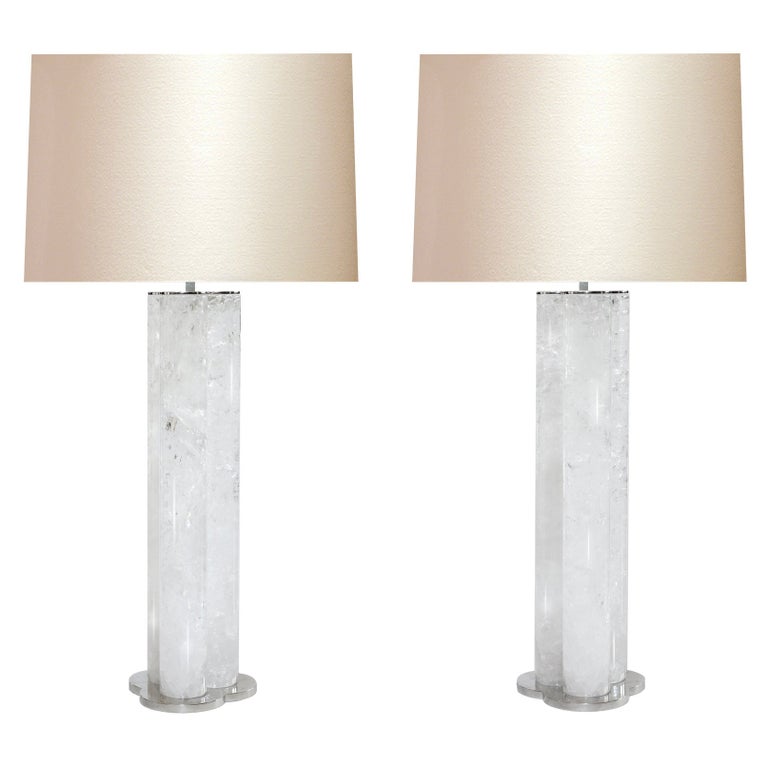Tri-Column Rock Crystal Quartz Lamps by Phoenix For Sale at 1stDibs
