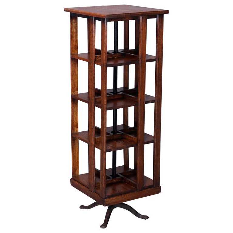 Antique Arts and Crafts Oak Danner School Revolving Bookcase, Circa ...