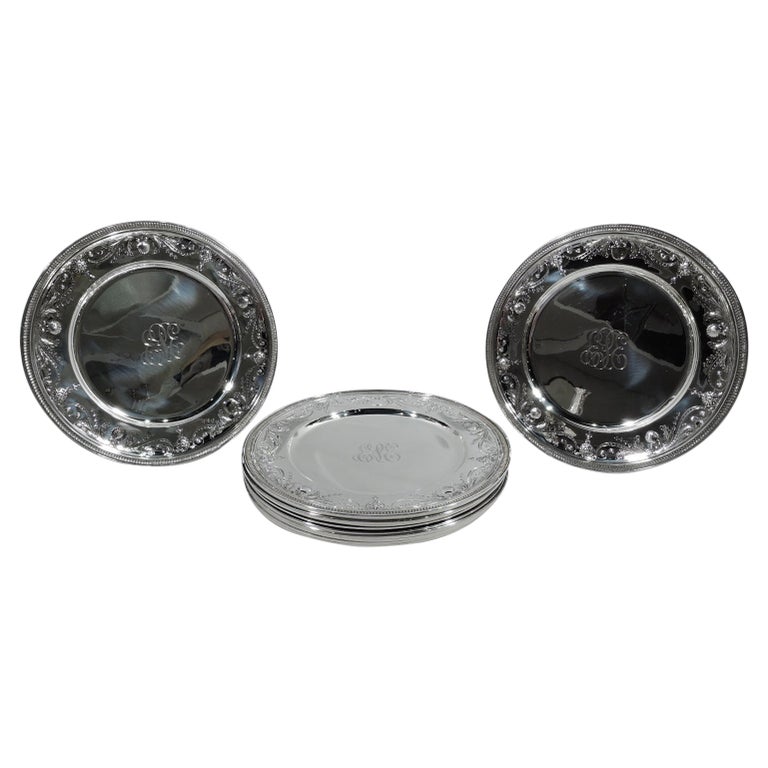 Set of 12 Tiffany Edwardian Classical Sterling Silver Dinner Plates For ...