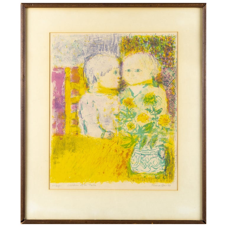 Eleanor Coen ''Children At The Table'' Signed 1966 Wall Art For Sale at ...