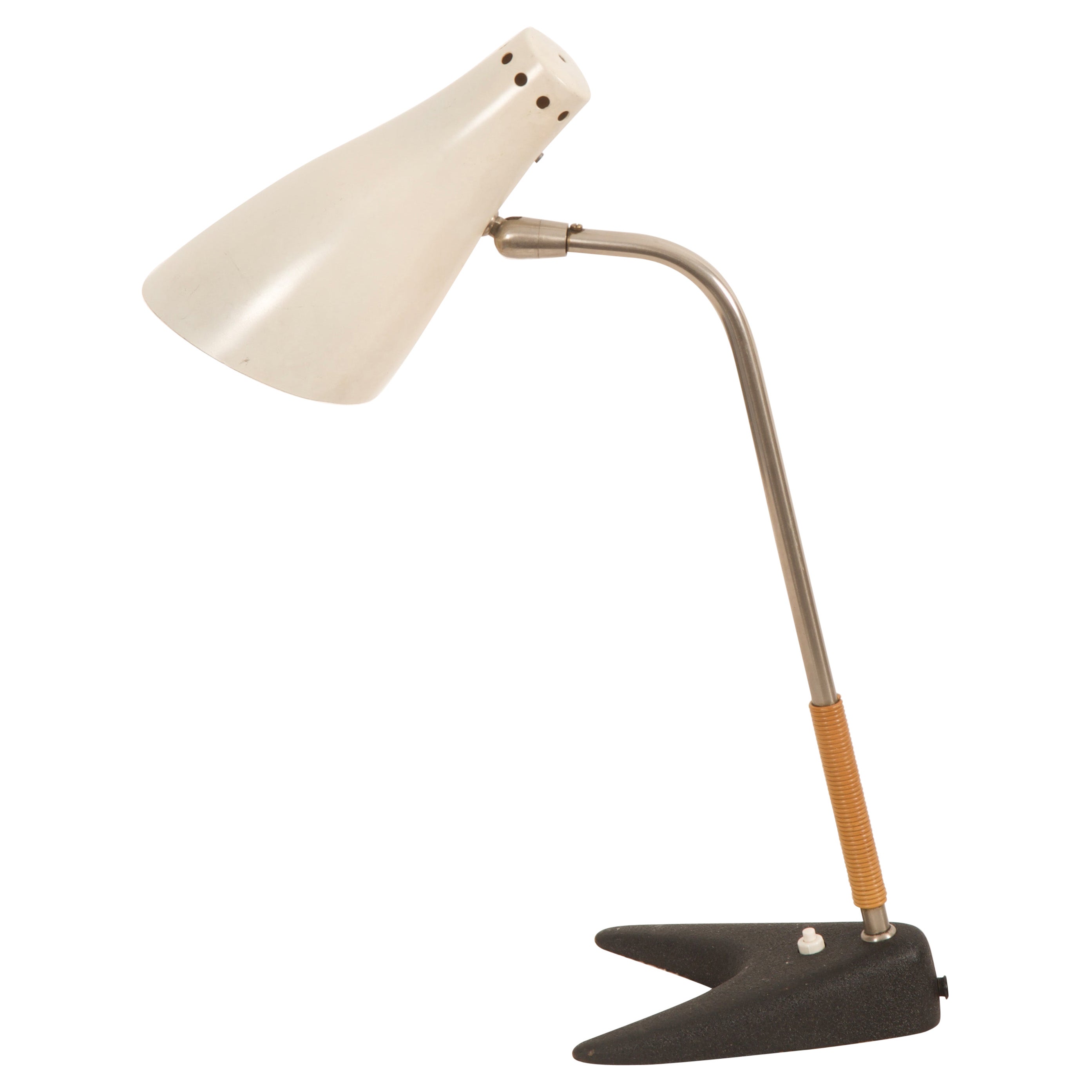 Table Lamp 'Arnold' Mod. 1191 by J.T. Kalmar, Brass Braided Leather ...