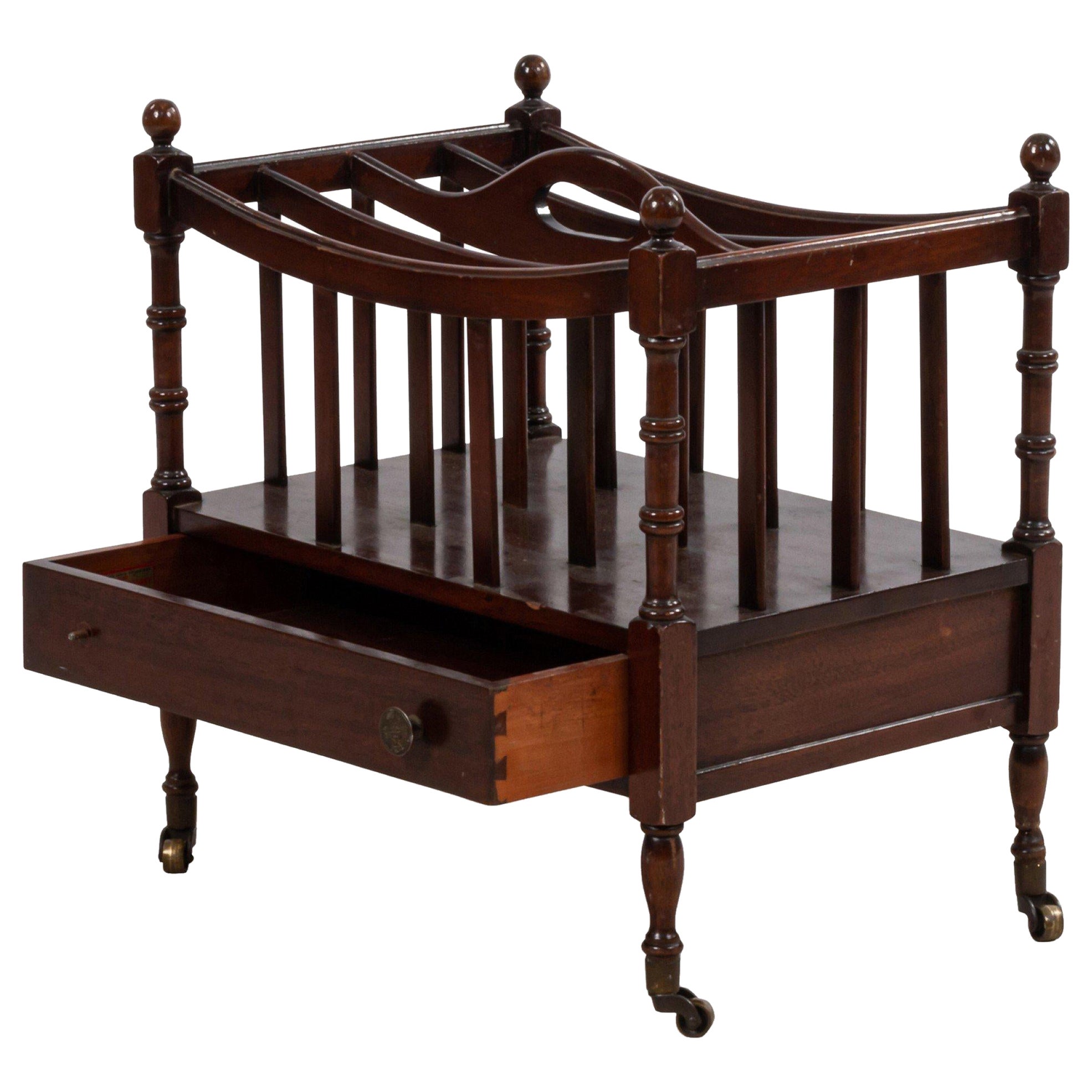 English Slat Magazine Rack with Drawer For Sale at 1stDibs