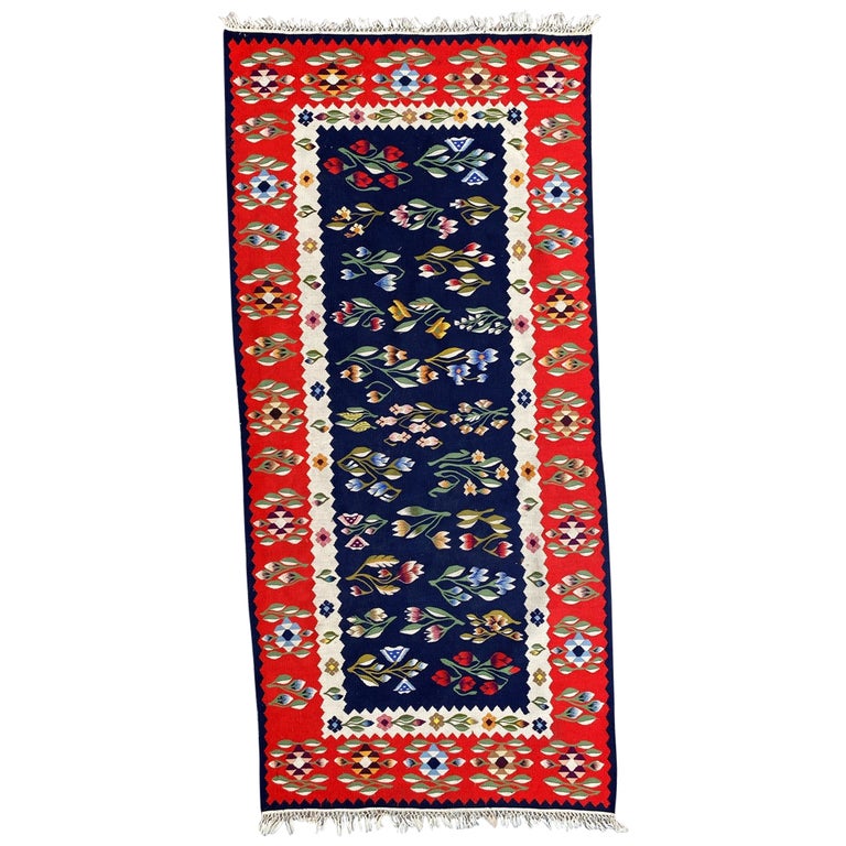 Beautiful Vintage Transylvanian Floral Design Kilim For Sale at 1stDibs
