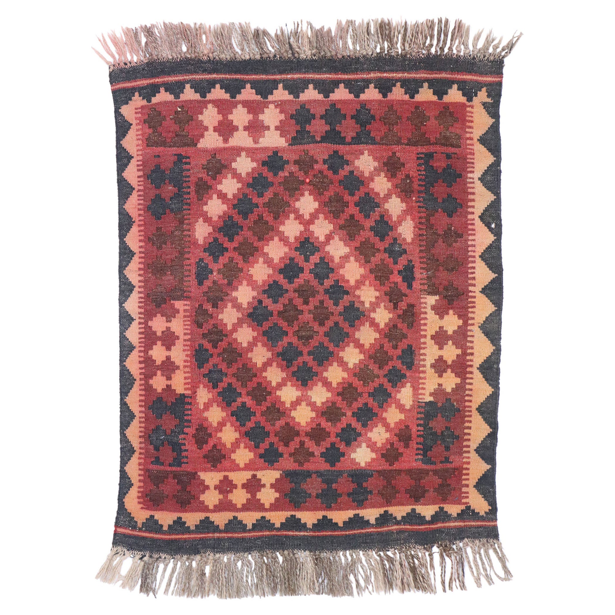 Vintage Afghani Rug with Tribal Design and Modern Style For Sale at 1stDibs