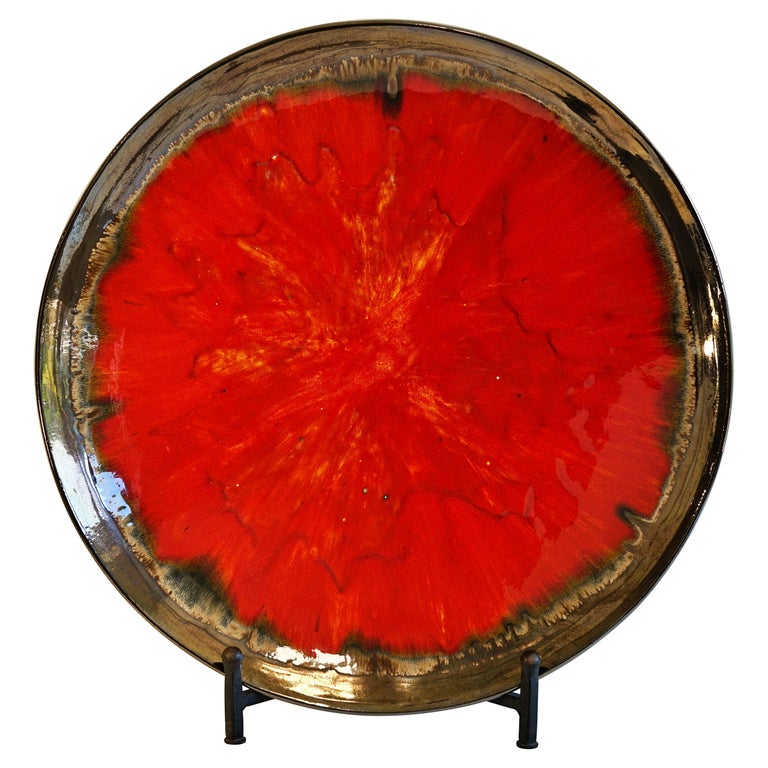 New Hand Made and Unique Ceramic Plate Red Color For Sale at 1stDibs ...