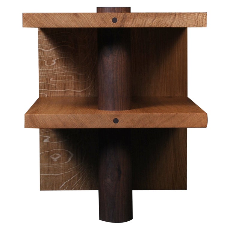 Handcrafted Oak and Walnut End Table For Sale at 1stDibs