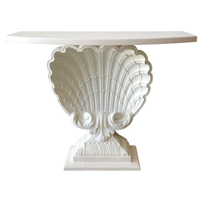 White Lacquered Shell Console by Grosfeld House, Restored at 1stDibs
