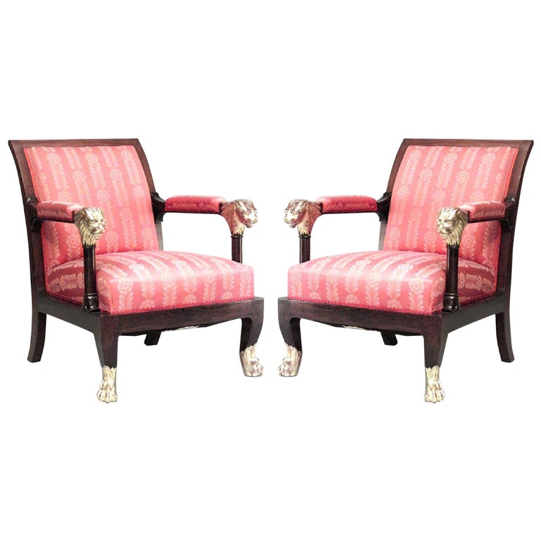 Pair of English Regency Red Armchairs For Sale at 1stDibs