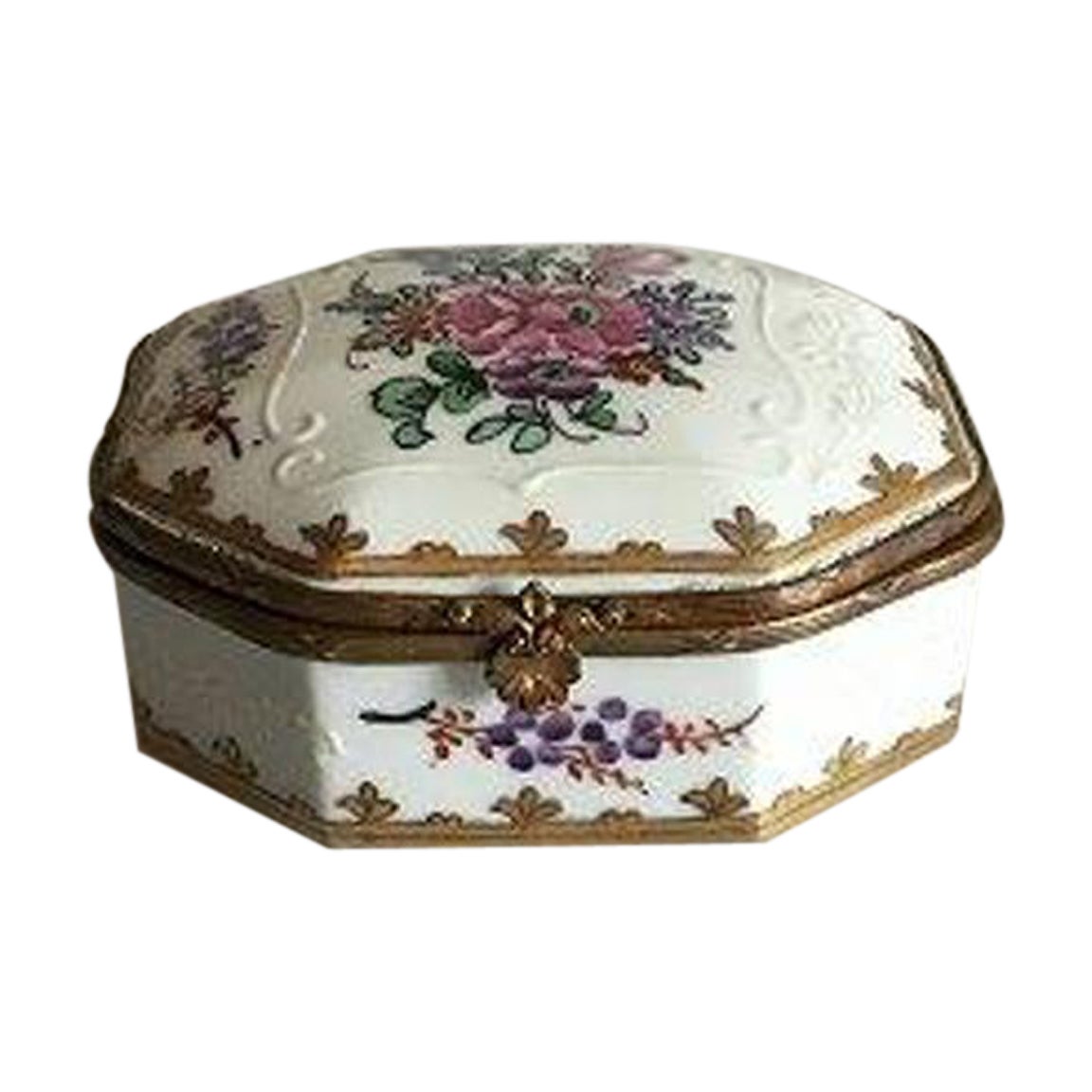 French Porcelain Box with Gilted Bronze Ornamentation, Approx. 1900 at ...