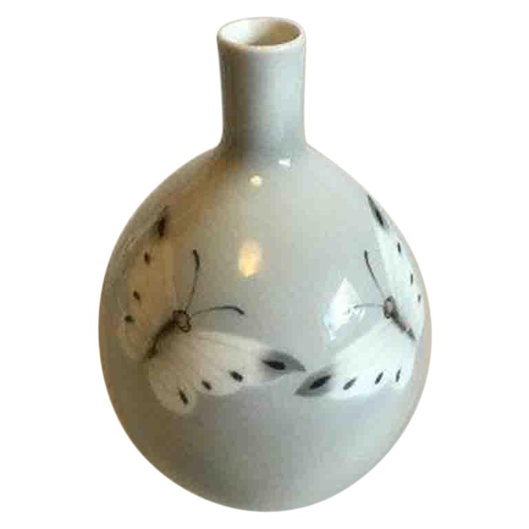 Heubach Lichte Vase Decorated with Two Butterflies For Sale at 1stDibs