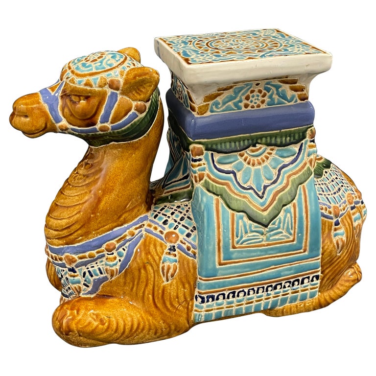 Patio Decoration Ceramic Hollywood Regency Camel Garden Stool or Side ...