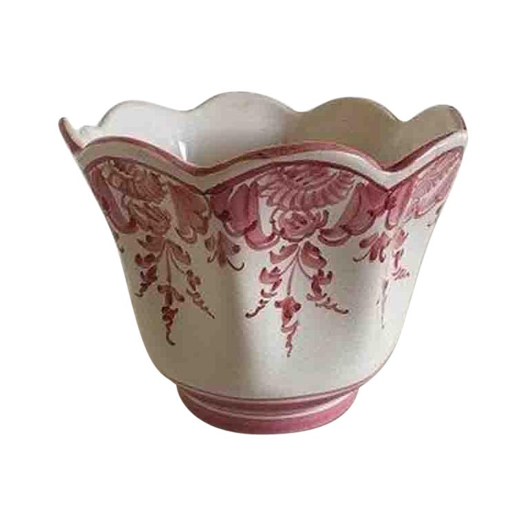 Lars Syberg Ceramic Pottery Bowl with Pink Flowered Pattern For Sale at ...