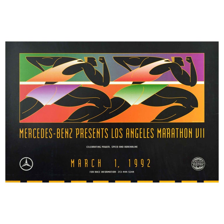Original Vintage Sport Poster Los Angeles Marathon 1992 Mercedes Benz ...