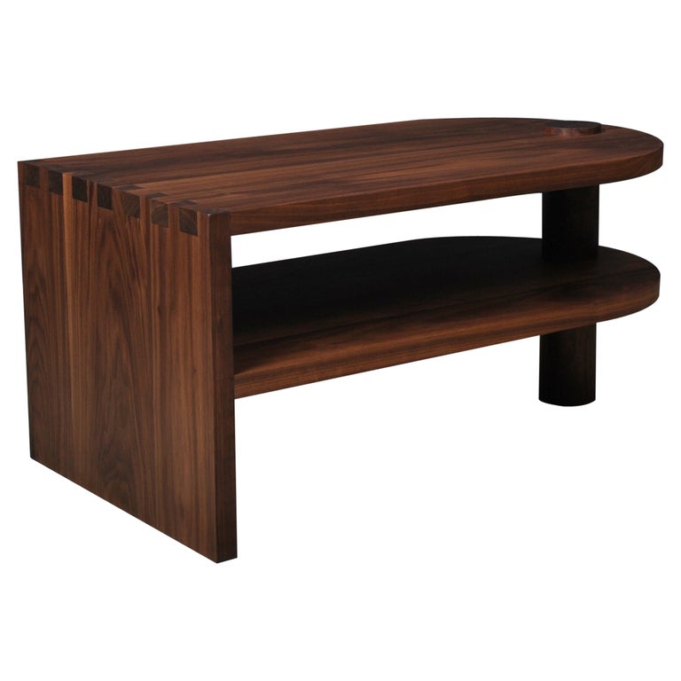 Architectural Handcrafted Walnut Sofa Table For Sale at 1stDibs