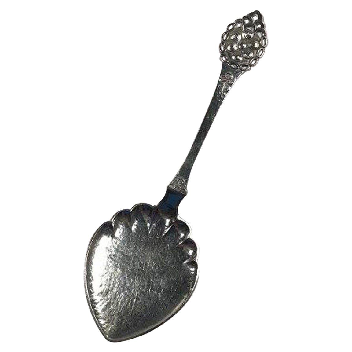 Serving Spoon Danish Silver 1915 "Floral Motif" For Sale at 1stDibs