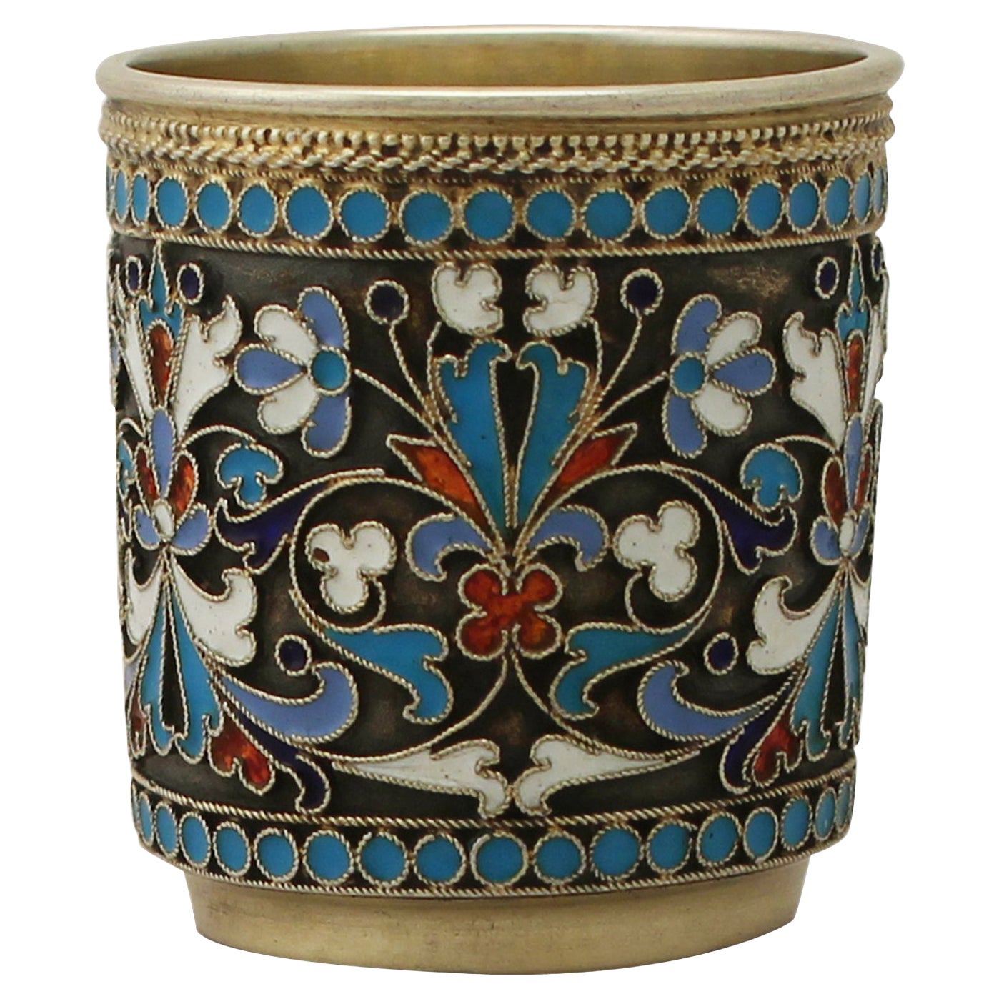 Antique Russian Silver and Niello Enamel Beaker For Sale at 1stDibs