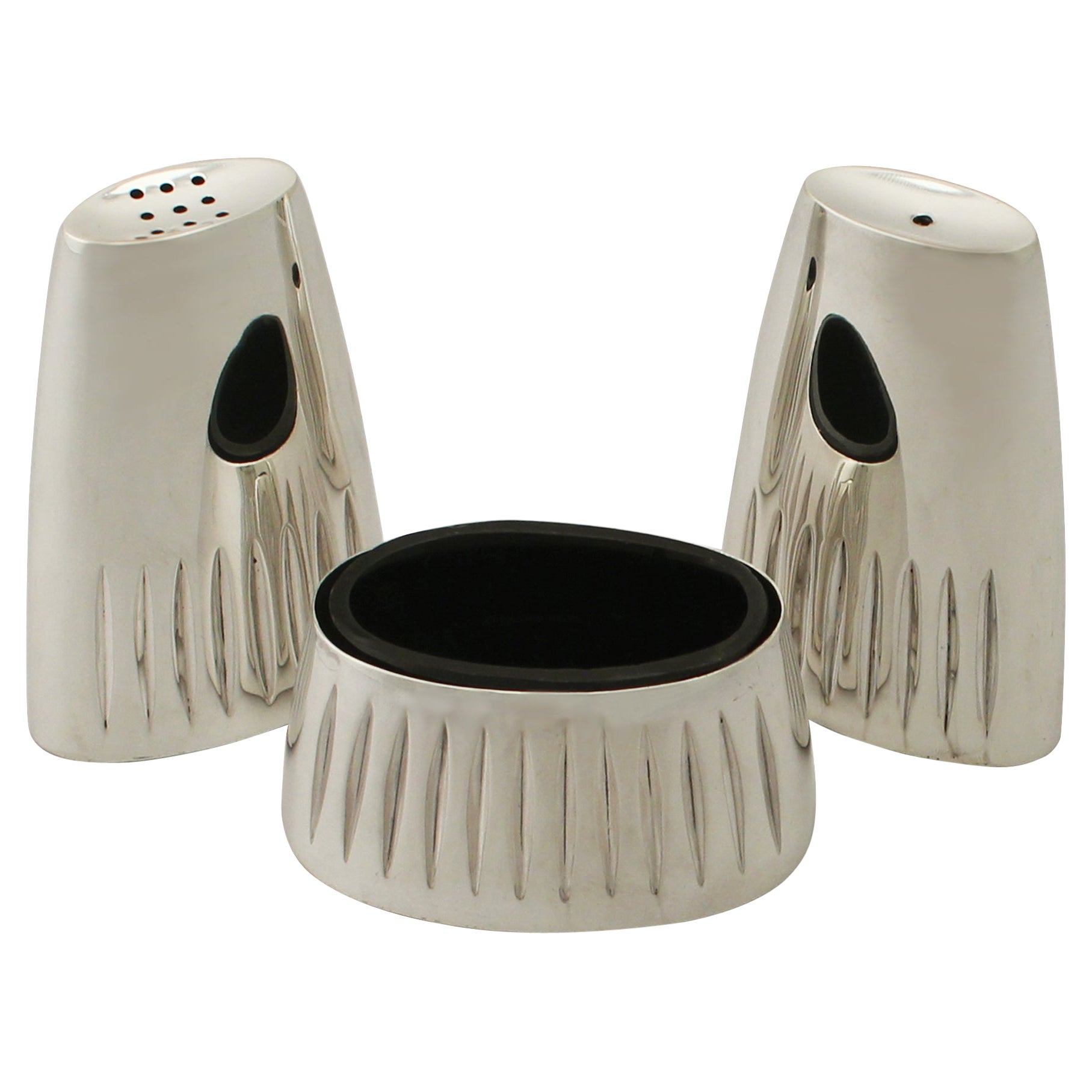 1819 Imposing French Sterling Silver Baccarat Crystal Bottles Condiment ...