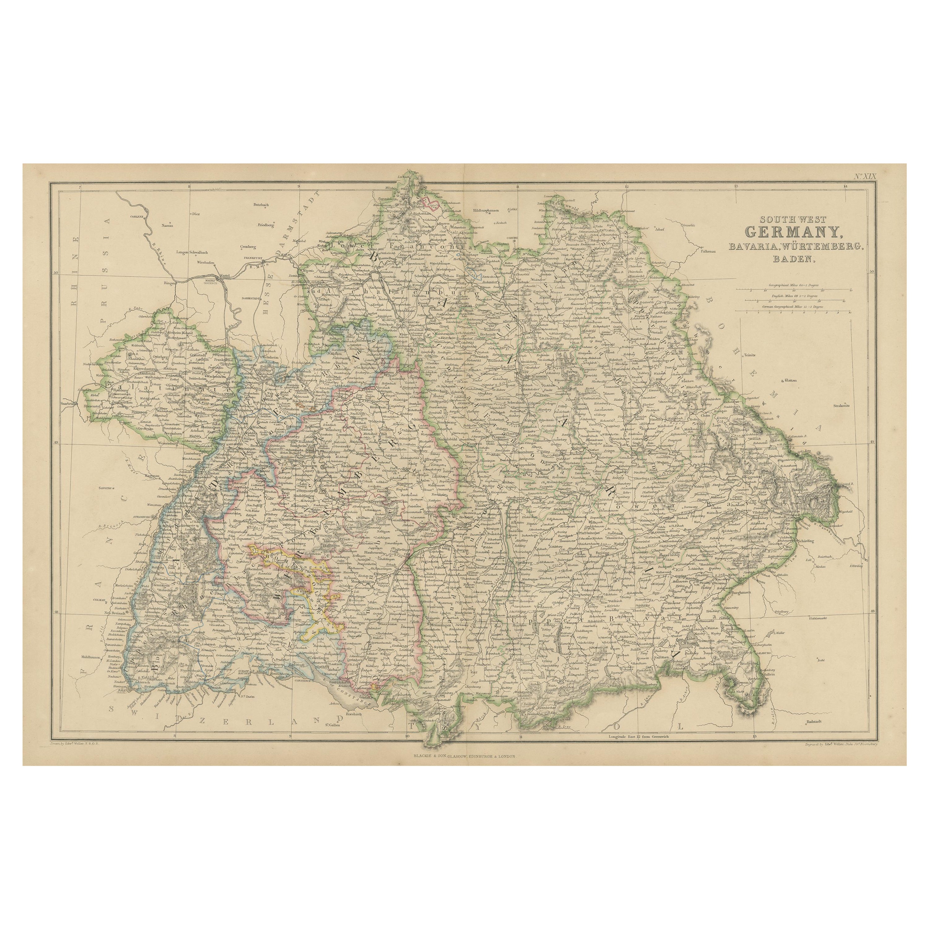 Miniature Map of Swabia, a Medieval Duchy in South-West Germany and ...