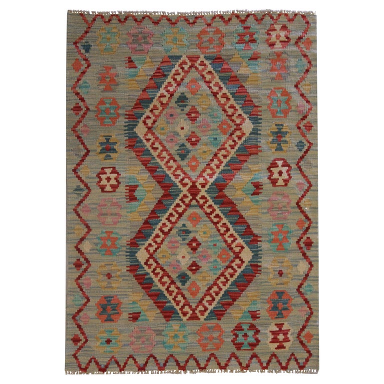 Modern Kilim Rug Wool Carpet Geometric Area Kilim Handmade Floor Rug at ...
