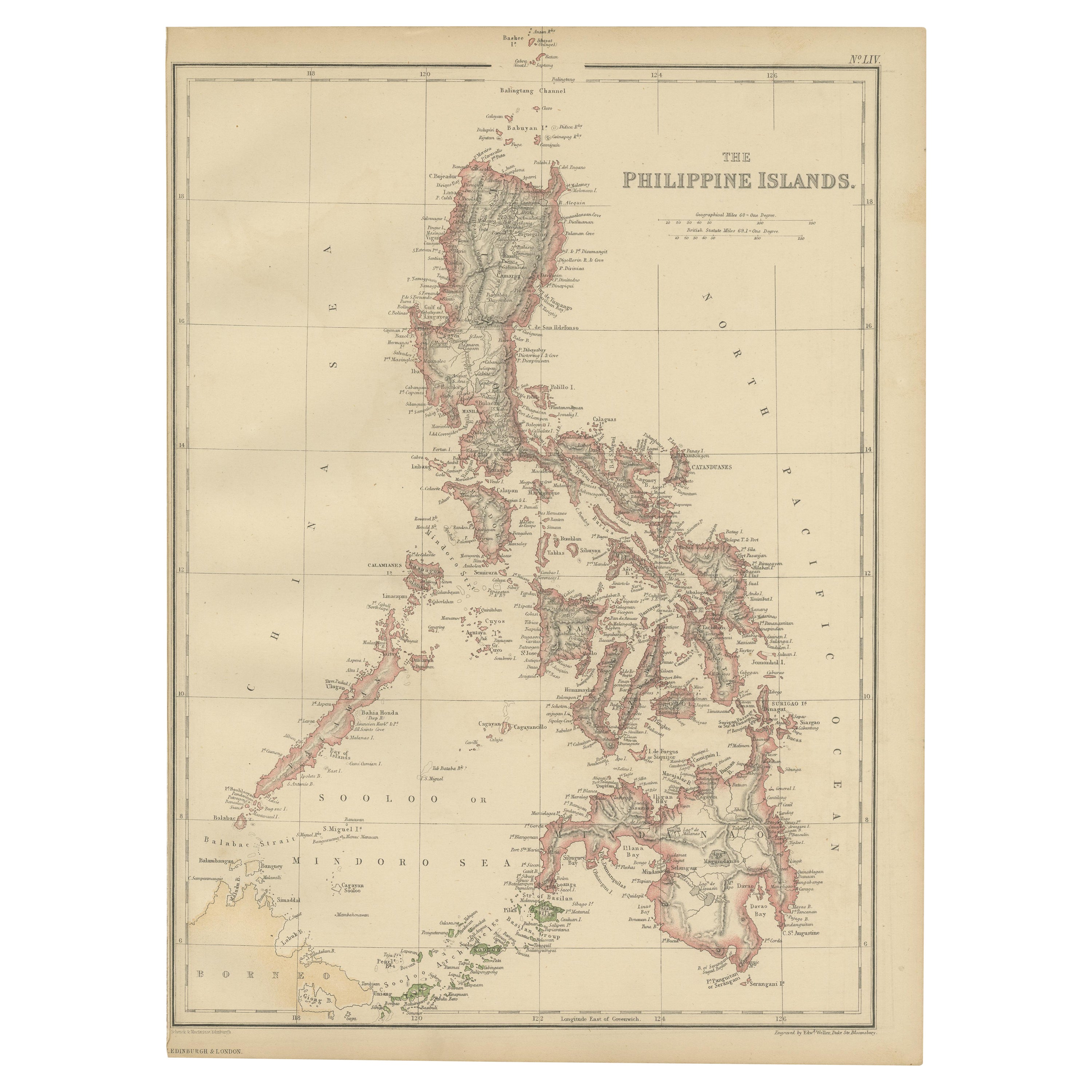 Rare Map of the Philippines; Joseph Freewills Island and Mindanao South ...