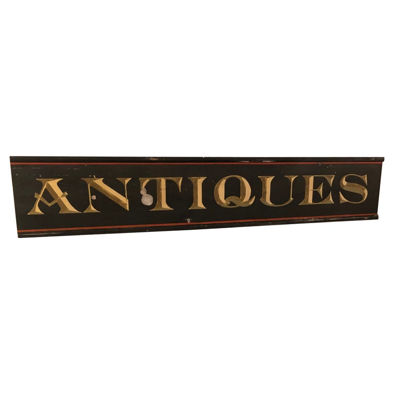 Monumental Vintage Hand Painted Antiques Sign from Old Maine Barn at ...