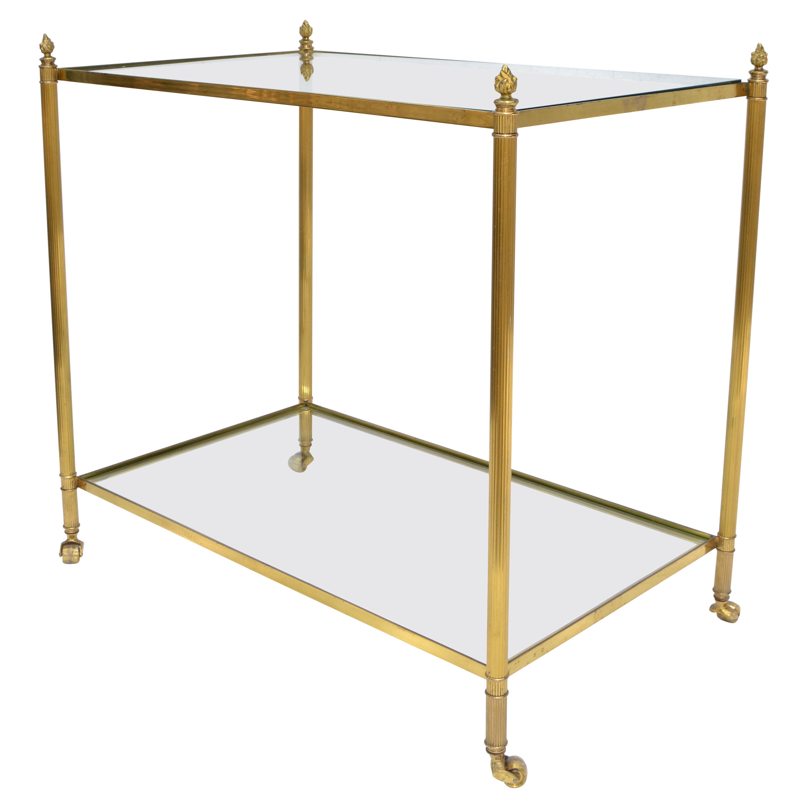Antique Brass and Leather Side Table at 1stDibs