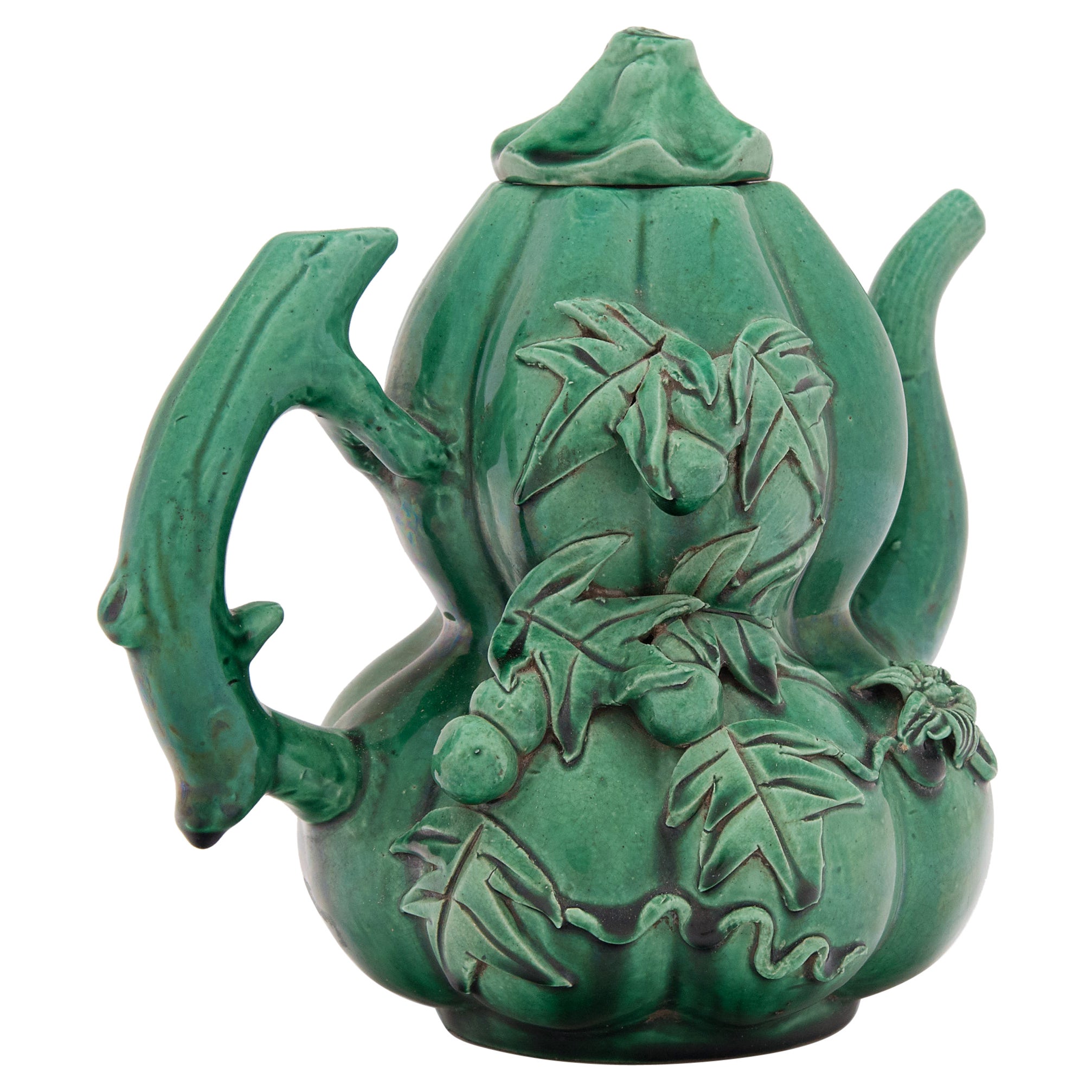 Chinese Green Glazed Double Gourd Teapot at 1stDibs