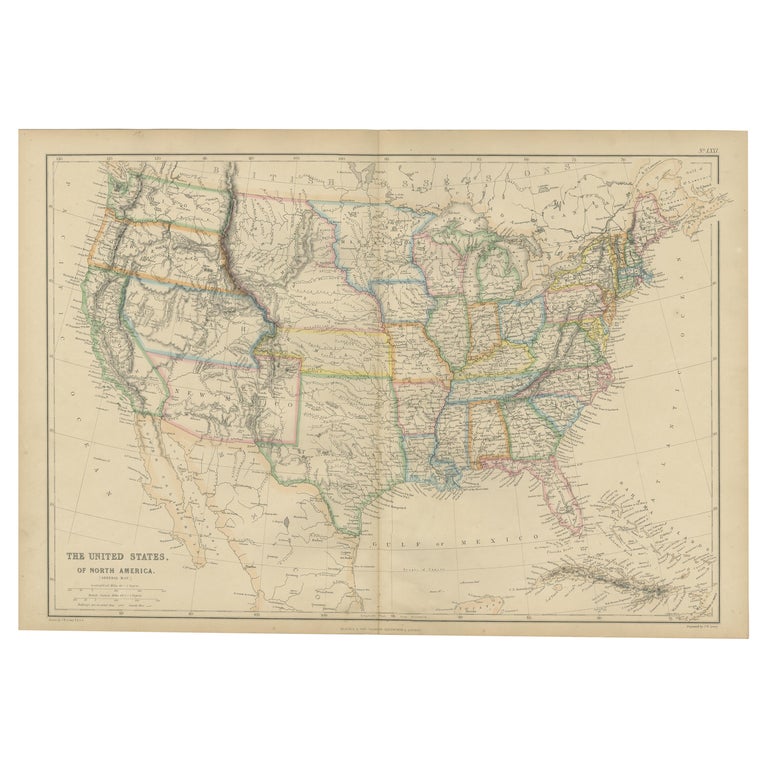 Antique Map of the United States of North America by W. G. Blackie ...