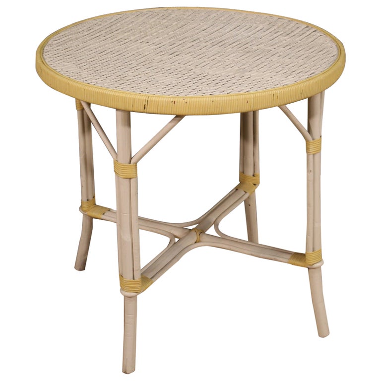 20th Century Wicker Italian Round Coffee Table, 1980 For Sale at 1stDibs