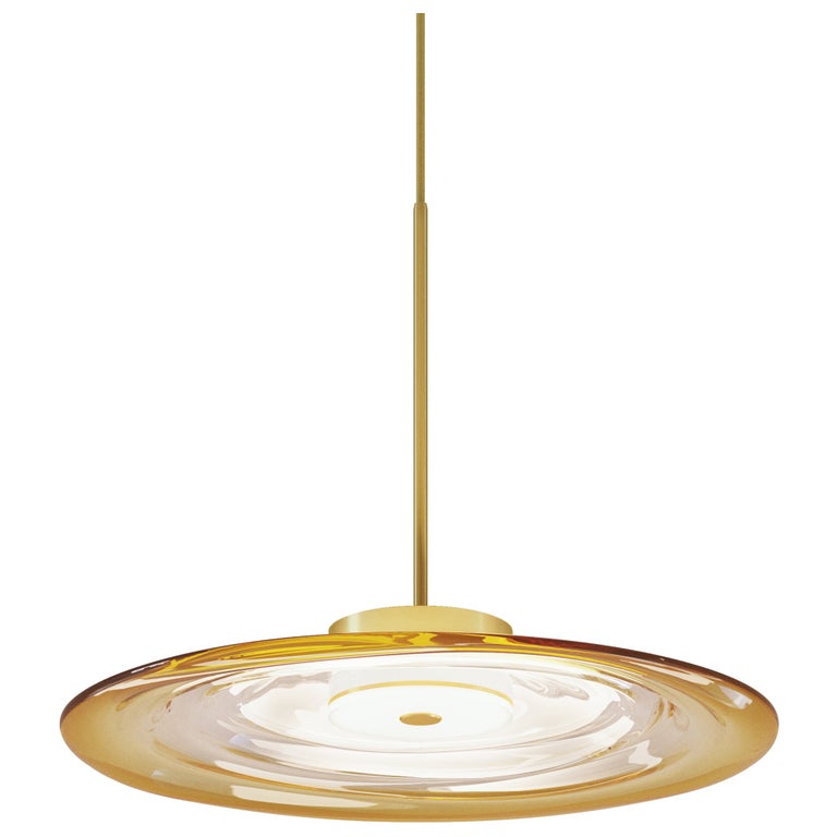 ‘Liquid Pendant Amber’ Yellow Gradient Glass and Satin Brass Ceiling ...