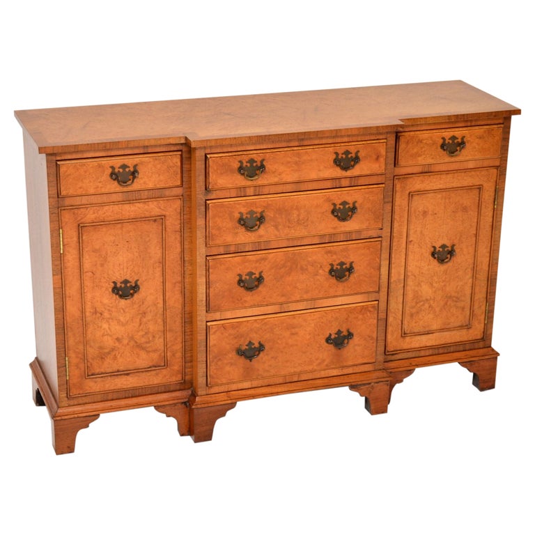 Small Antique Burr Walnut Breakfront Sideboard at 1stDibs