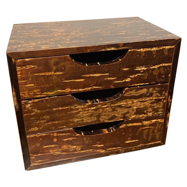 Mid Century Modern Japanese Lacquered Three Drawer Box For Sale at 1stDibs