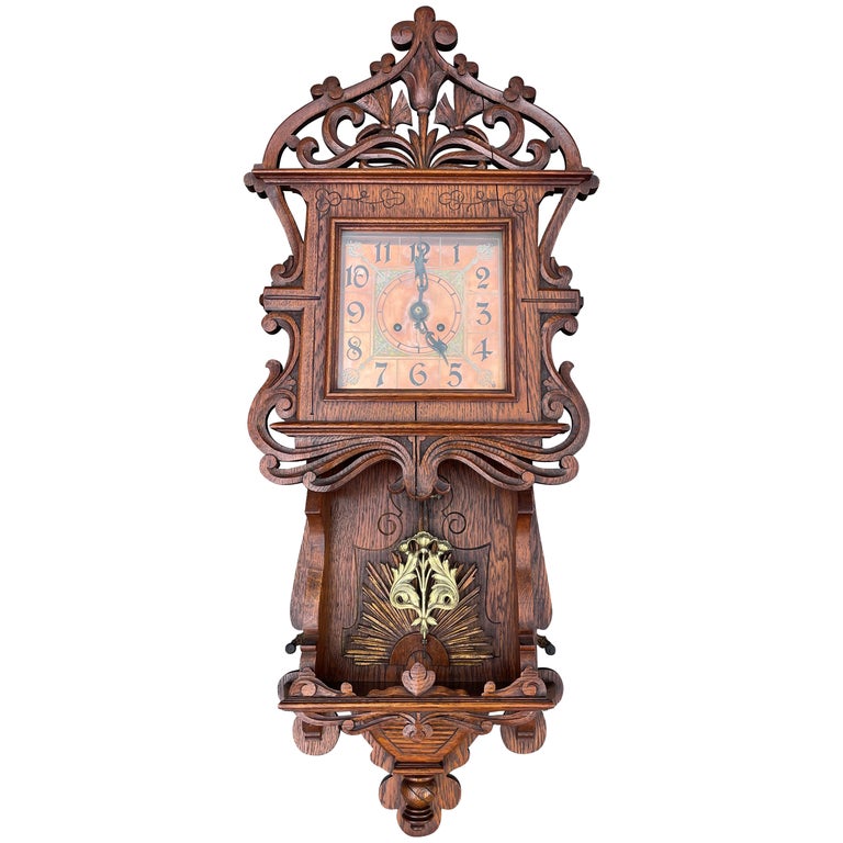 Antique Gothic Revival Wall Clock w. Trefoil, Holy Light and Butterfly ...
