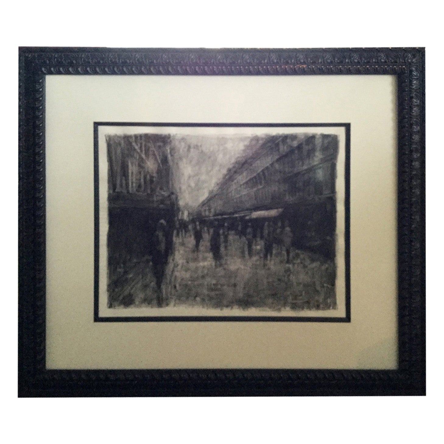 Mid-Century Modern Framed Charcoal Drawing Signed Carol Wald, 1967 ...