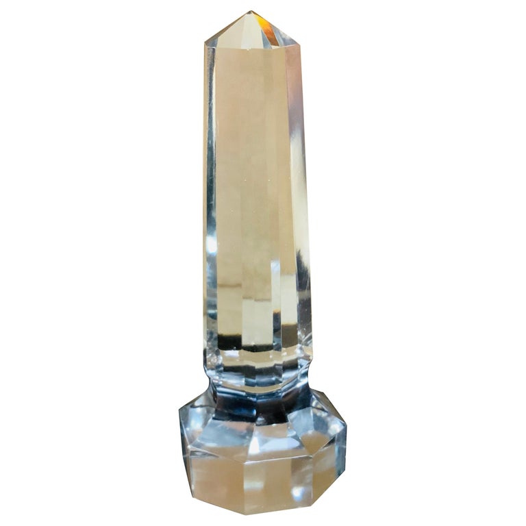 Small Clear Crystal Obelisk/Paperweight/Desk Accessory For Sale at 1stDibs