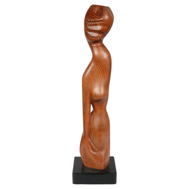 Abstract Figurative Carved Wood Sculpture of a Woman at 1stDibs