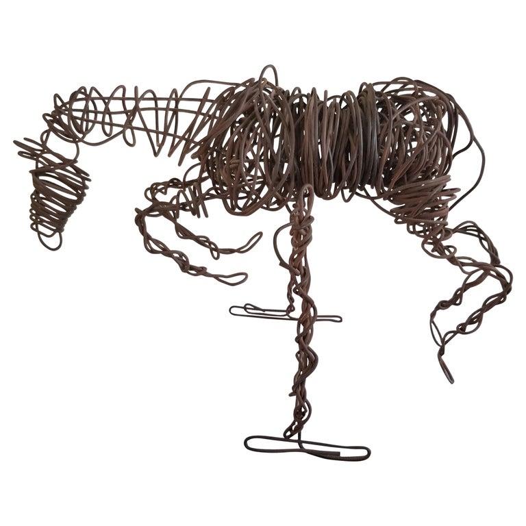 Brutalist Art Wire Horse Sculpture Modernist Metal Jumper, 1960s at 1stDibs
